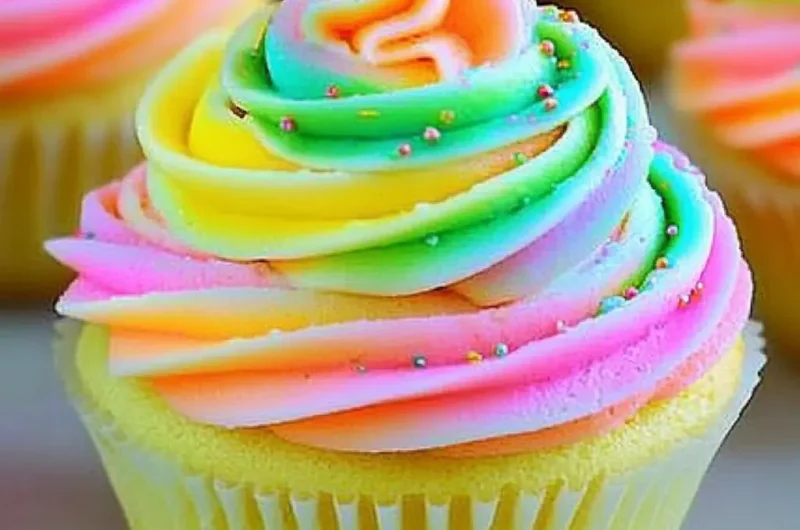 Rainbow Sherbet Cupcakes with Citrus Buttercream Swirl: An Amazing ...